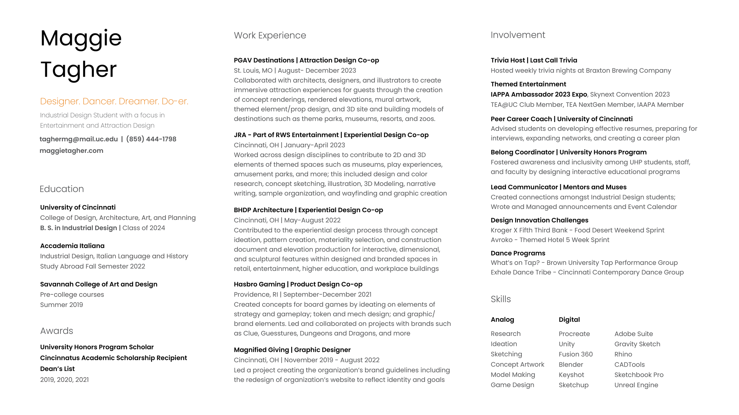 Resume — Maggie Tagher