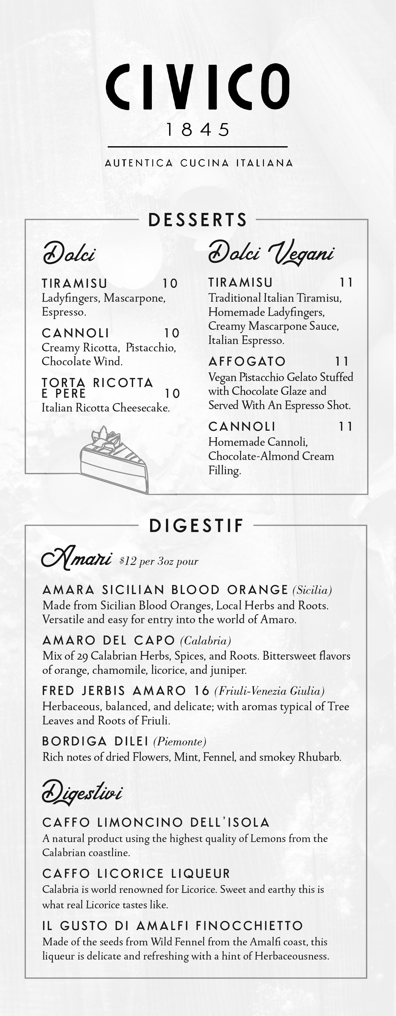 Menu — Civico 1845