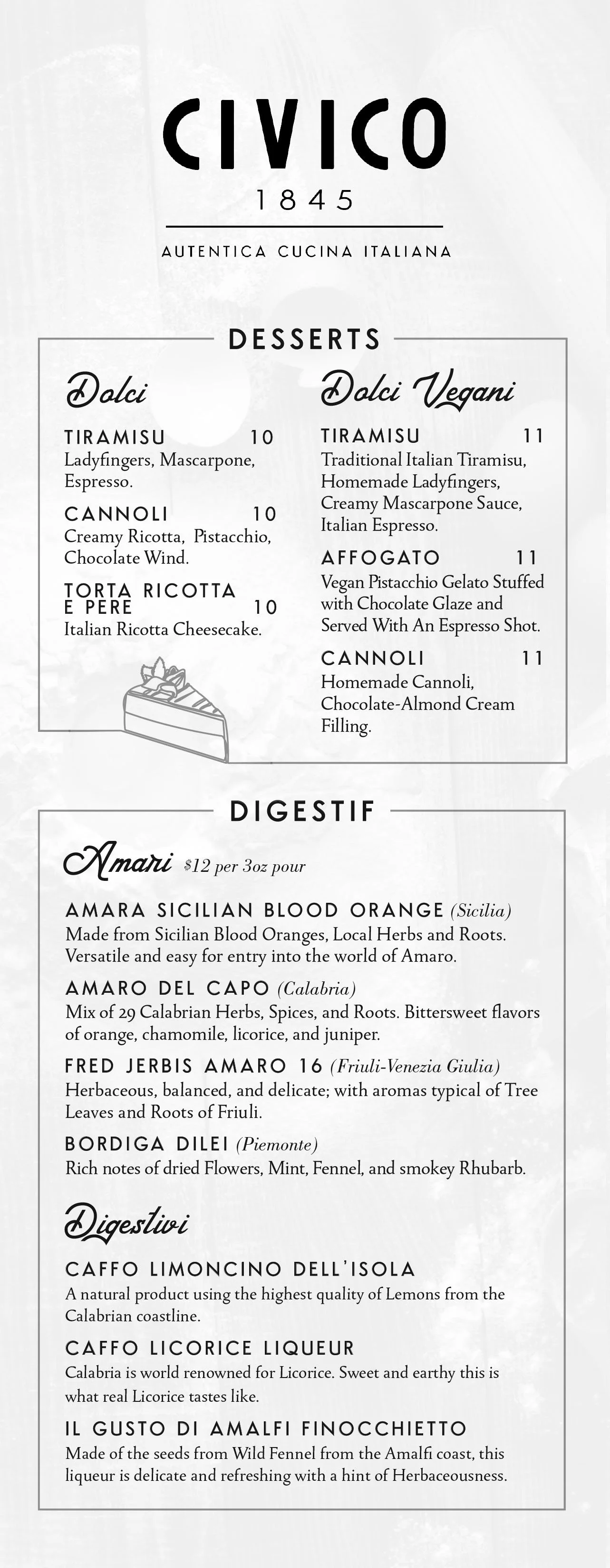 Menu — Civico 1845