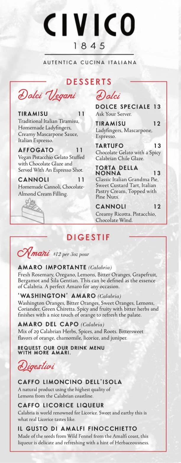 Menu — Civico 1845