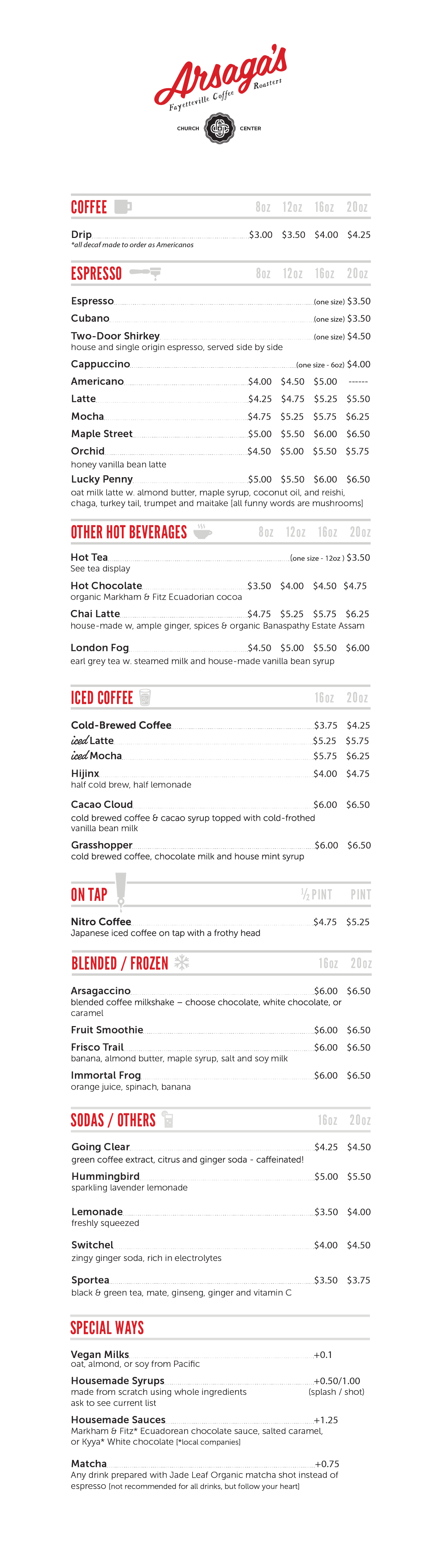 Church & Center — Arsaga's Coffee Roasters