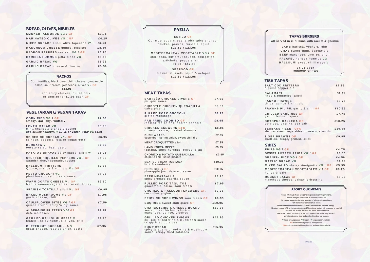 Menus — Bar Estilo Teddington