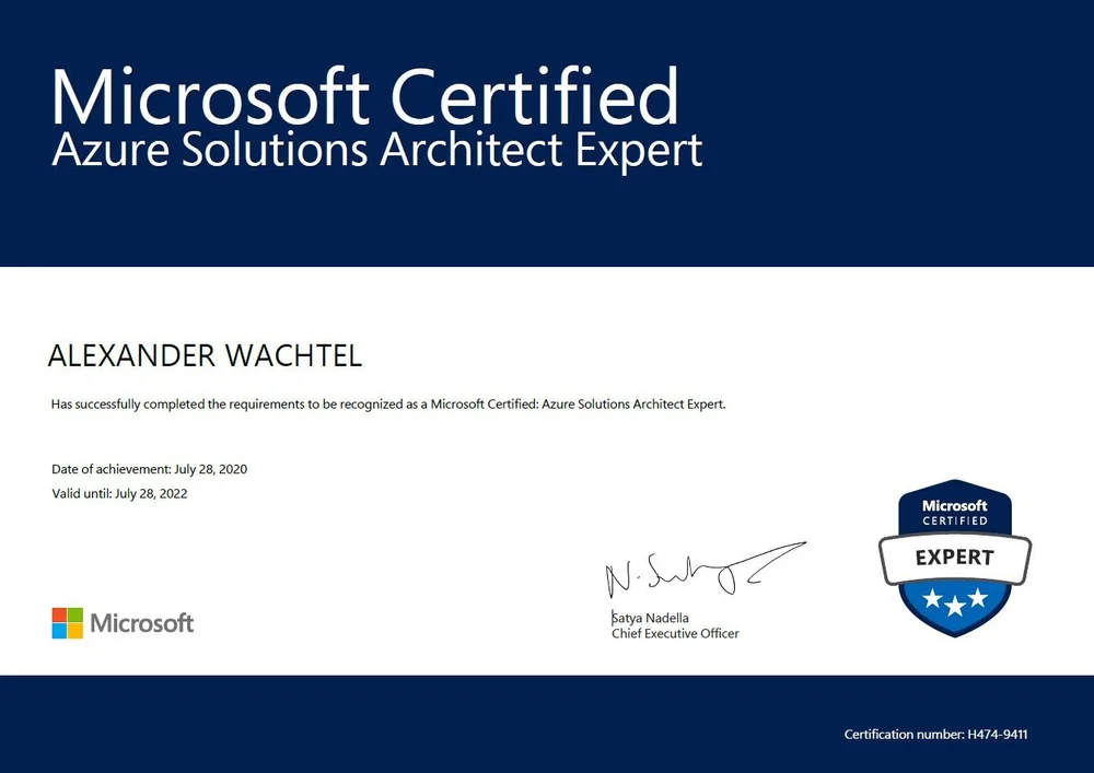 Microsoft Certified Azure Solutions Architect Expert — AW IT TechBlog