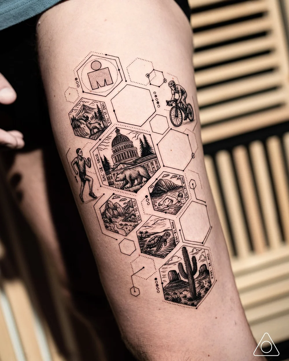 Endurance Map – Ironman race tattoo art by tattoo artist in Los Angeles ...