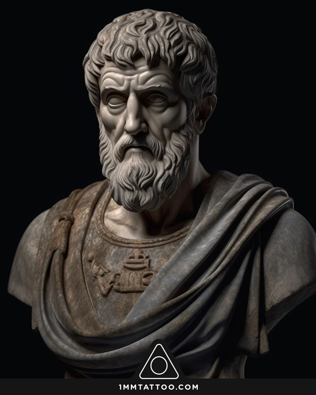 Pythagoras Marble Bust Tattoo Art Los Angeles Tattoo Artist 1MM