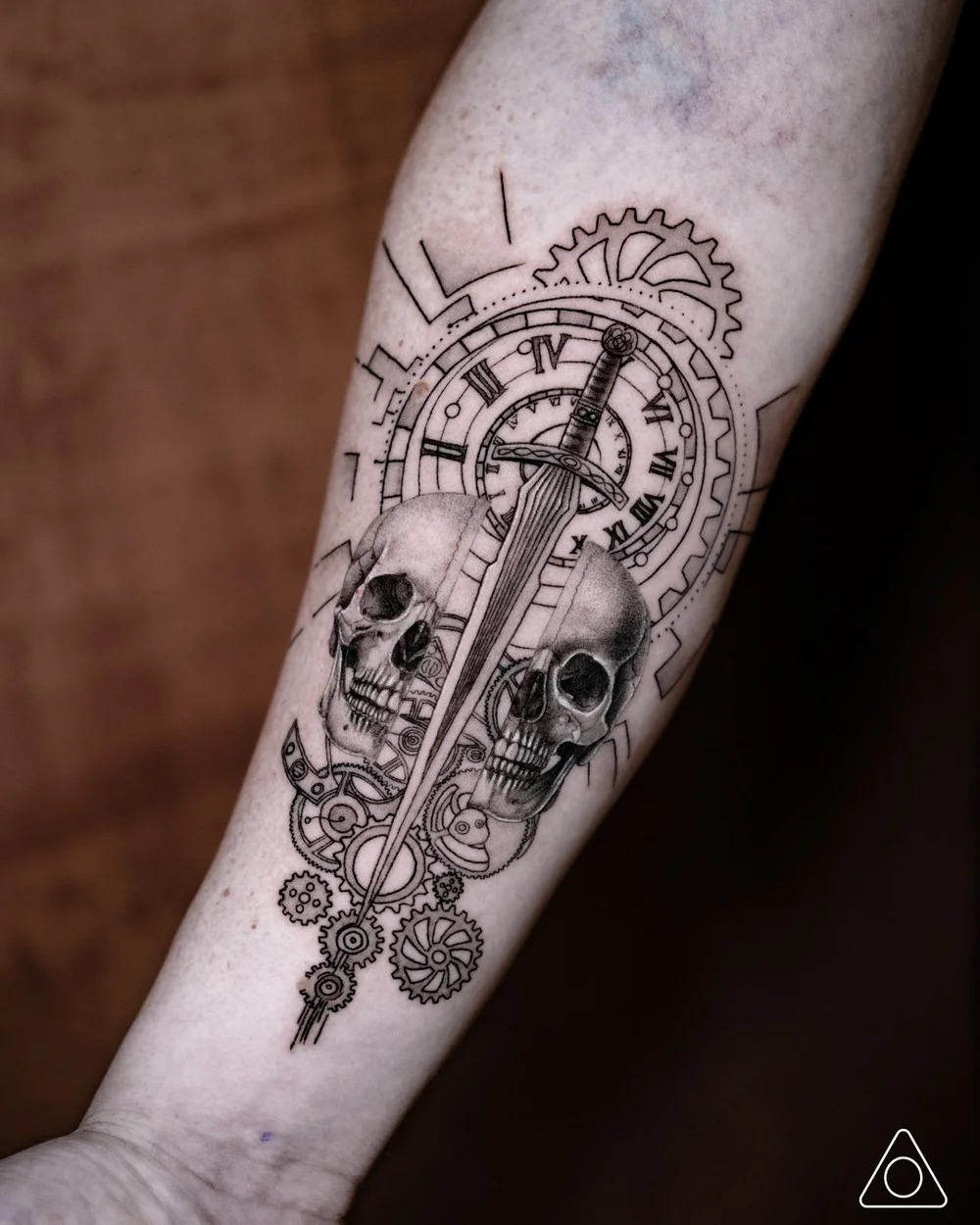 Clockwork Sword – Fine Line Geometric Tattoo of the blade of time by ...