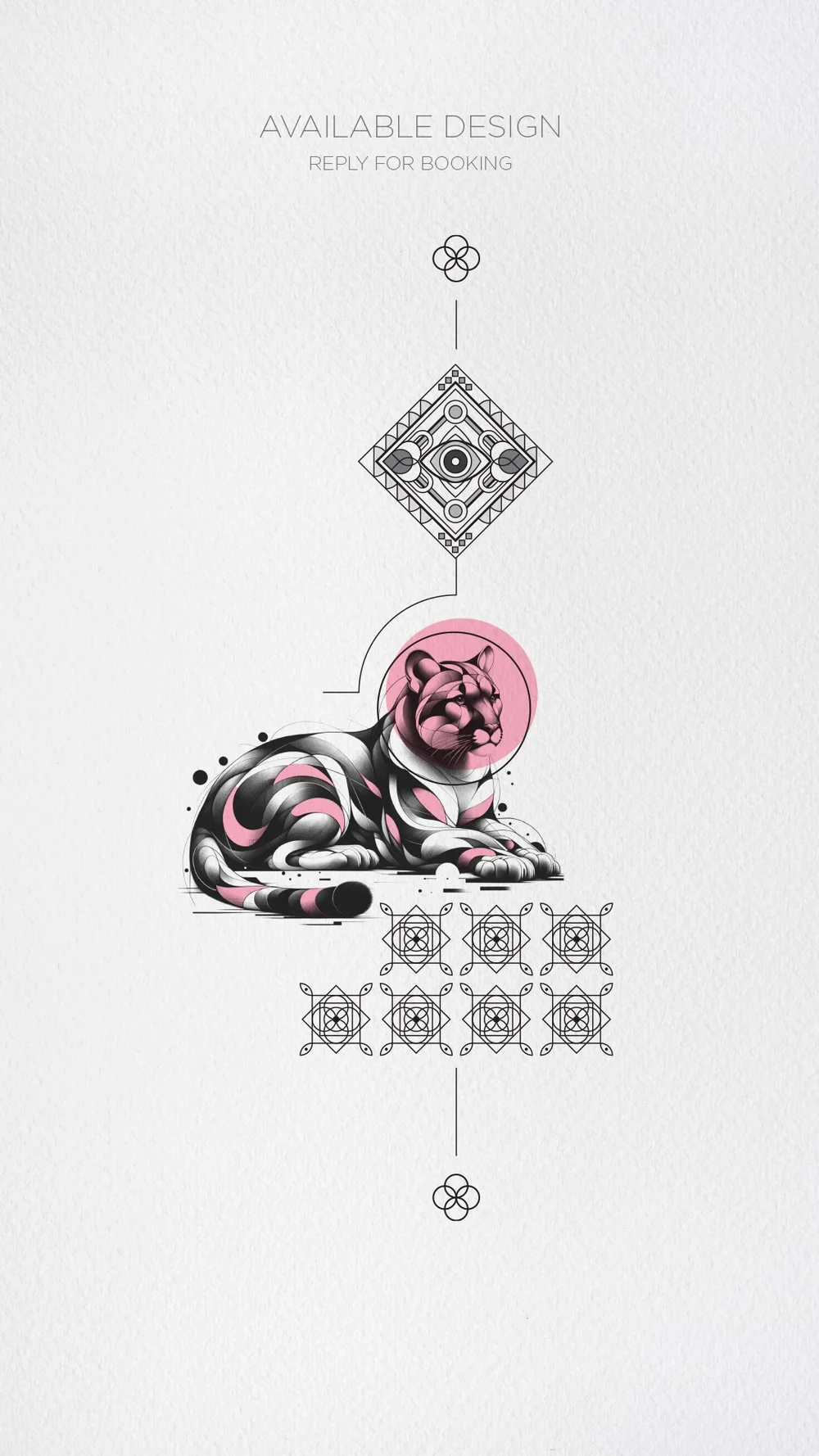 Californian Mountain Lion Tattoo - Fine Line Geometric Design with ...