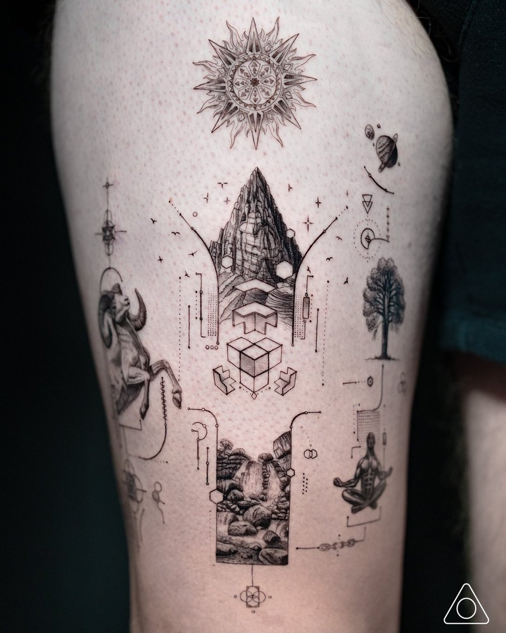 "Utah Spirit" Custom Fine Line Geometric Tattoo by Los Angeles Tattoo ...