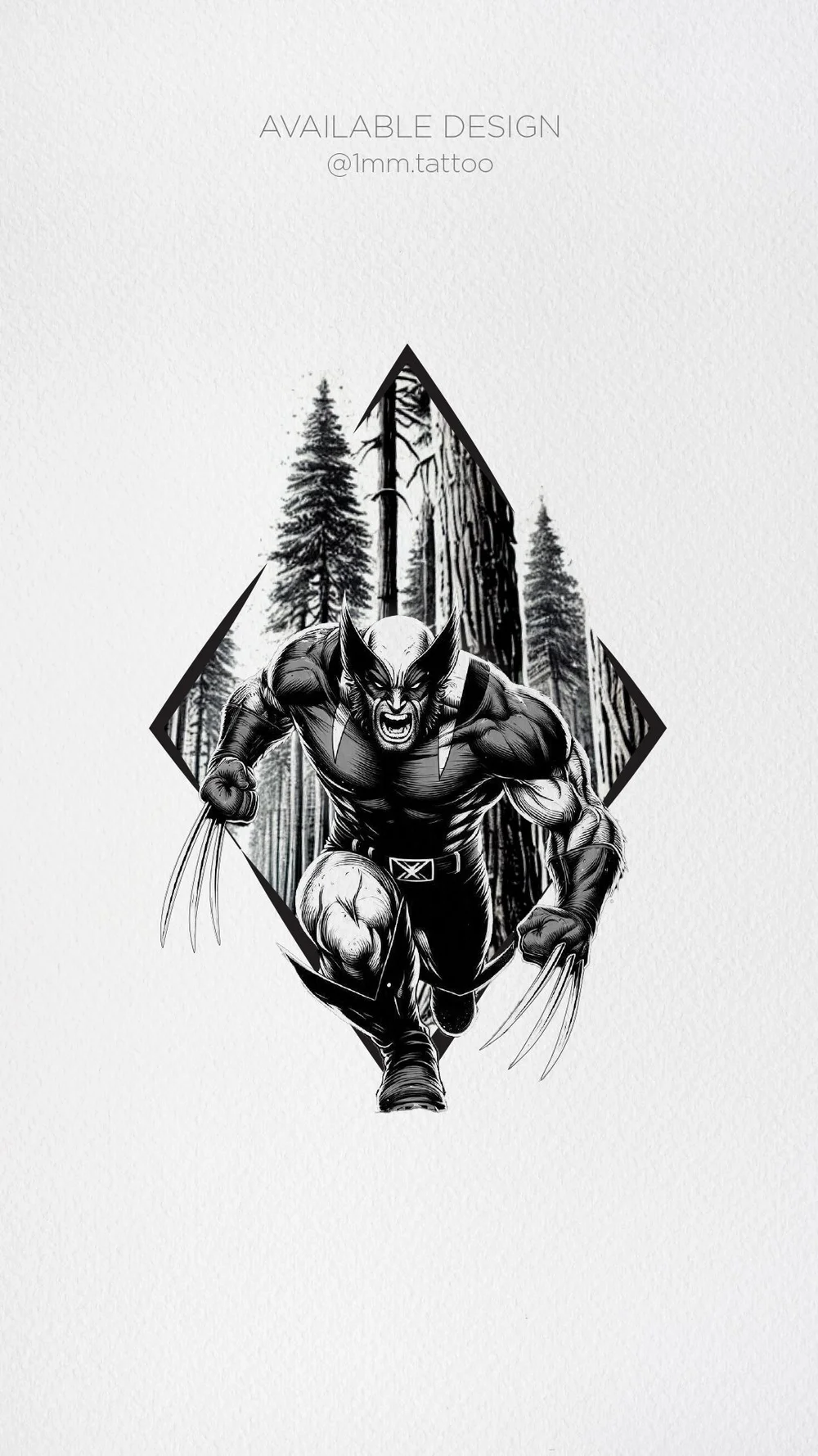 Forest Fury Tattoo – Wolverine in Geometric Forest Design | 1MM Tattoo ...