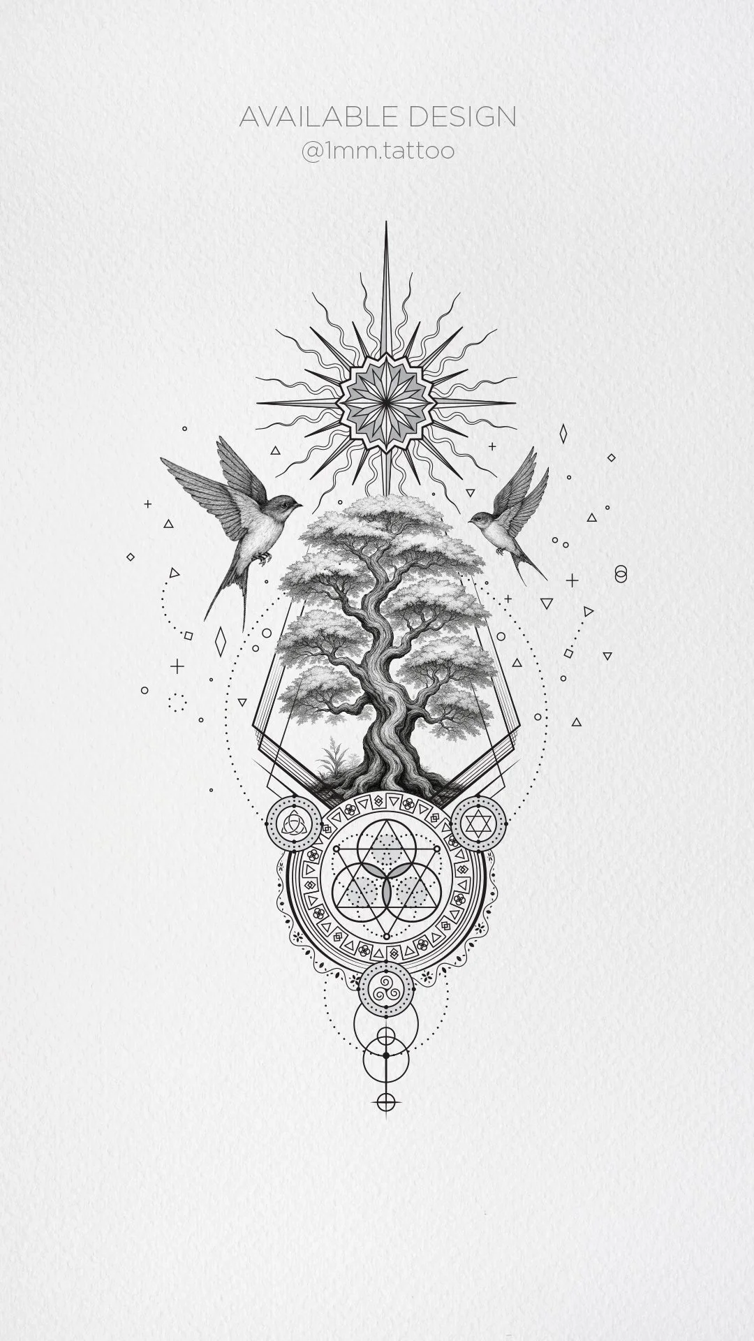 Celestial Grove – Cosmic Tree Tattoo Design by Tattoo Artist | 1MM ...