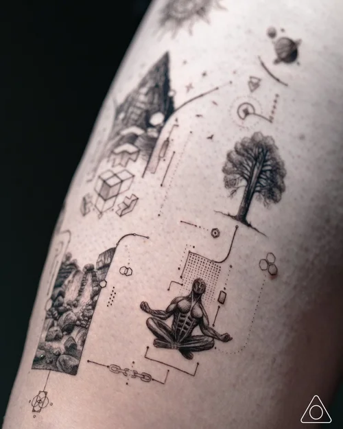 "Utah Spirit" Custom Fine Line Geometric Tattoo by Los Angeles Tattoo ...
