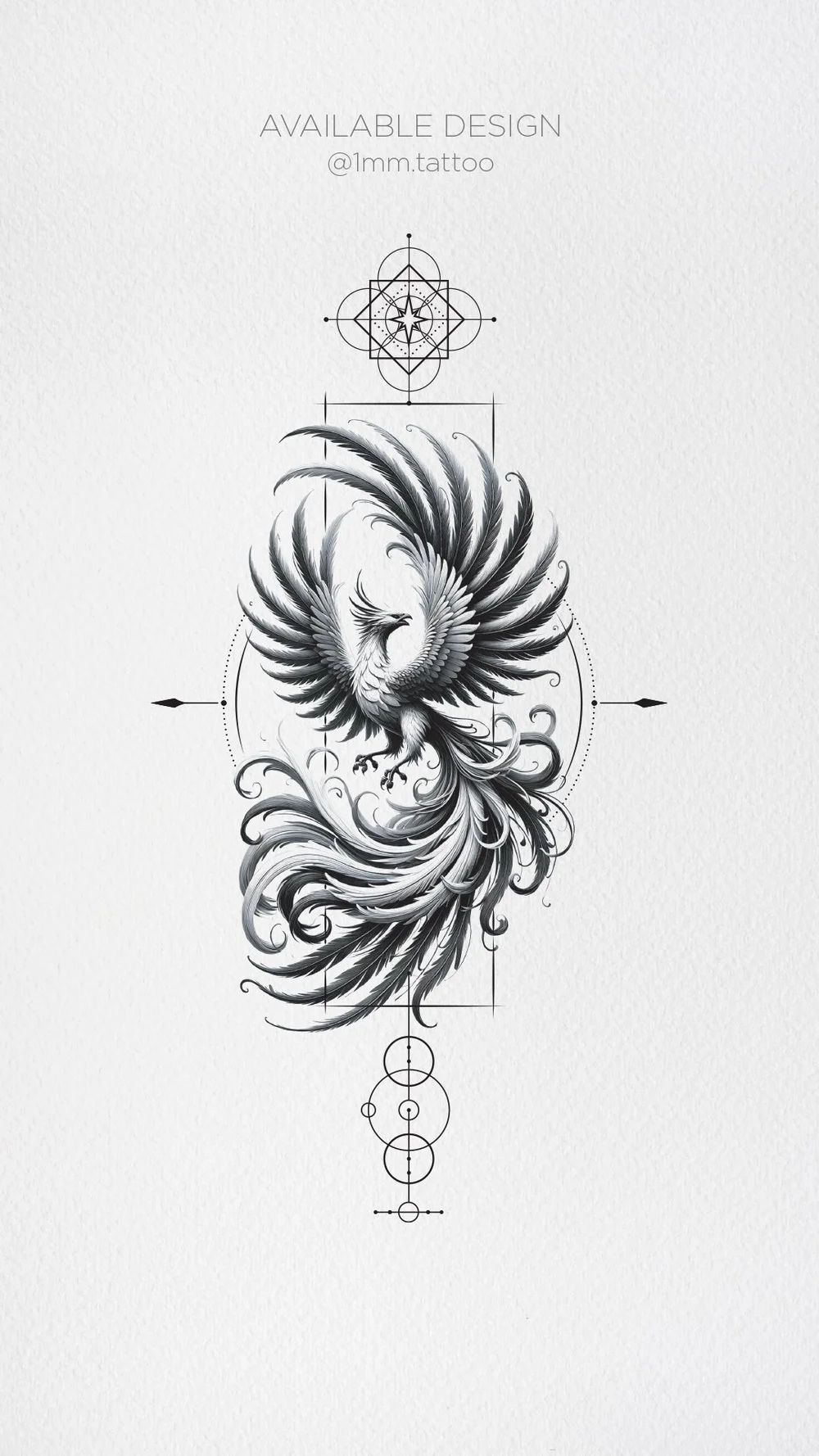 Phoenix Rising Tattoo - Fine Line Design with Celestial and Sacred ...