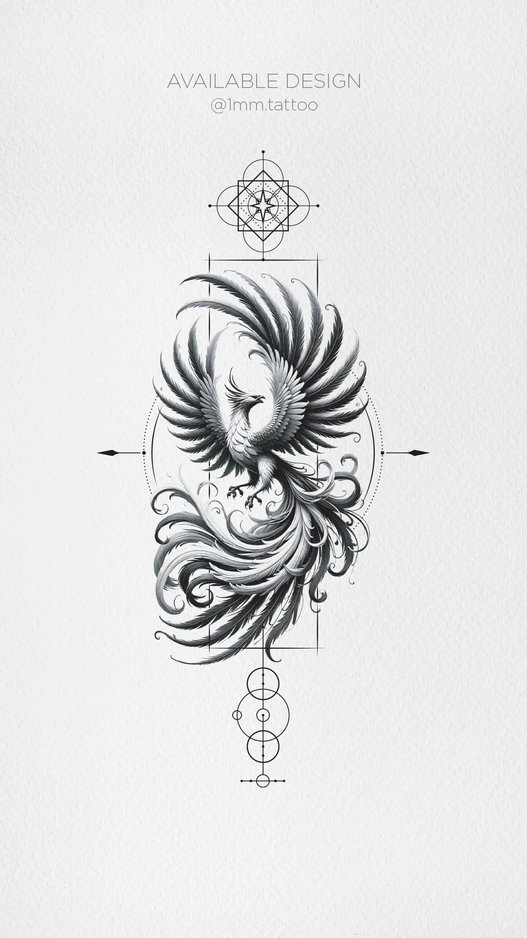 Phoenix Rising Tattoo - Fine Line Design with Celestial and Sacred ...