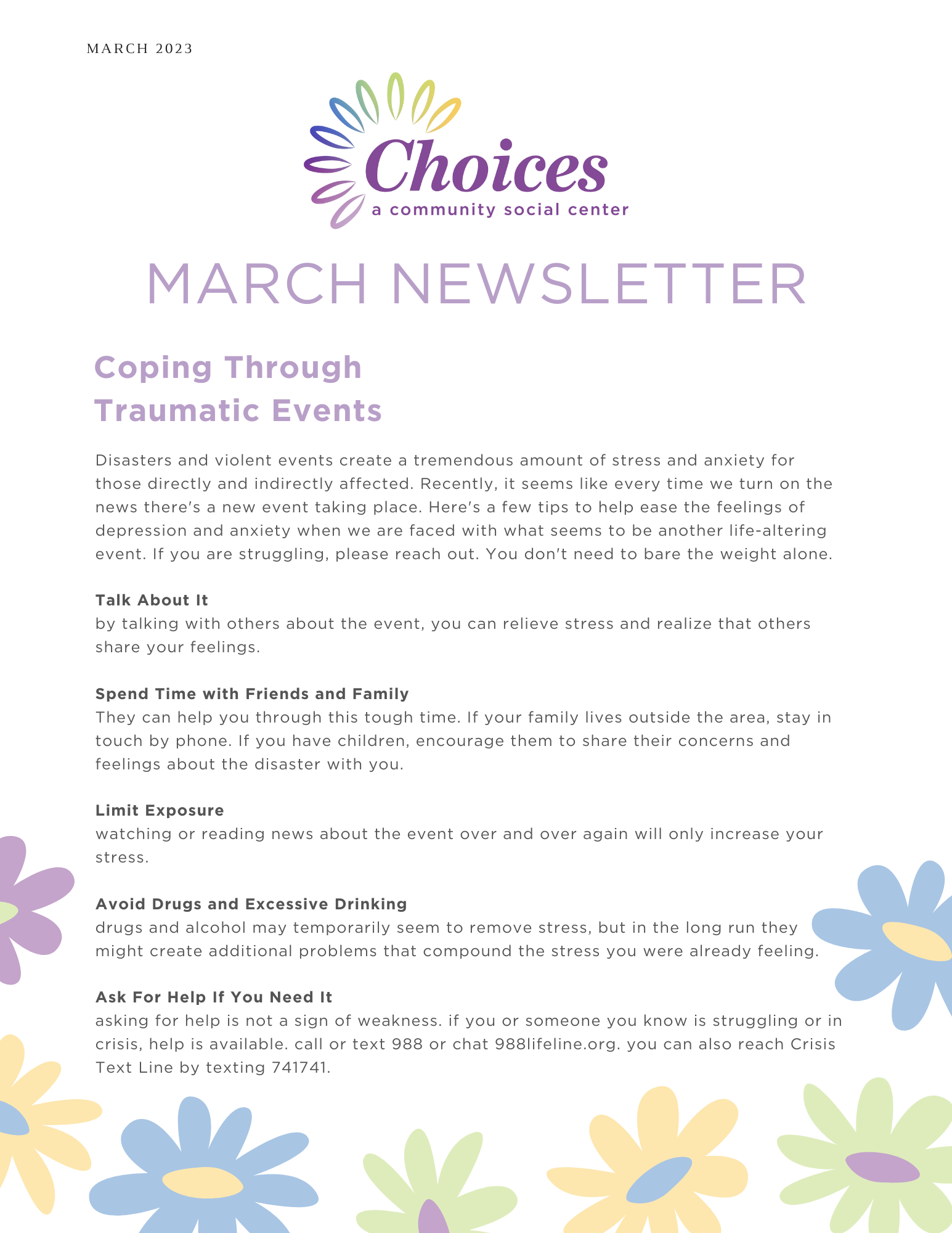March 2023 Newsletter — Choices