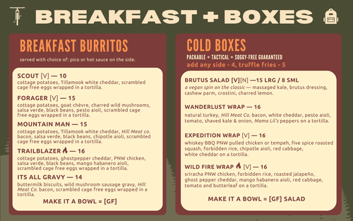 Trailside Menu — Luckey's Woodsman