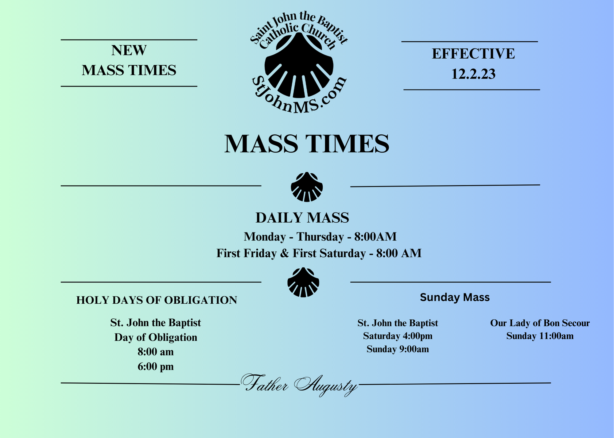 Masses — St John the Baptist Catholic Church - Magnolia Springs, AL