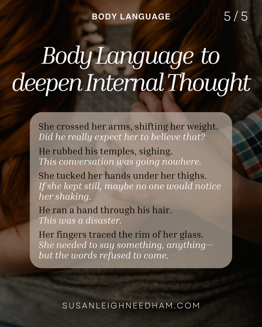Body Language Writing to Keep Readers Hooked | Susan Leigh Needham