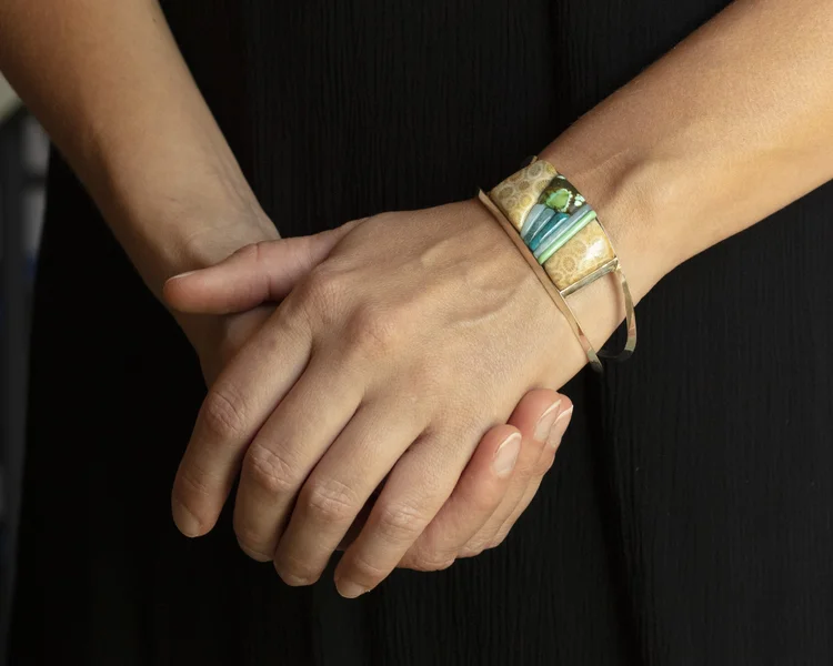 Deep Stretch Inlay Cuff Bracelet — Caitlin Albritton Jewelry