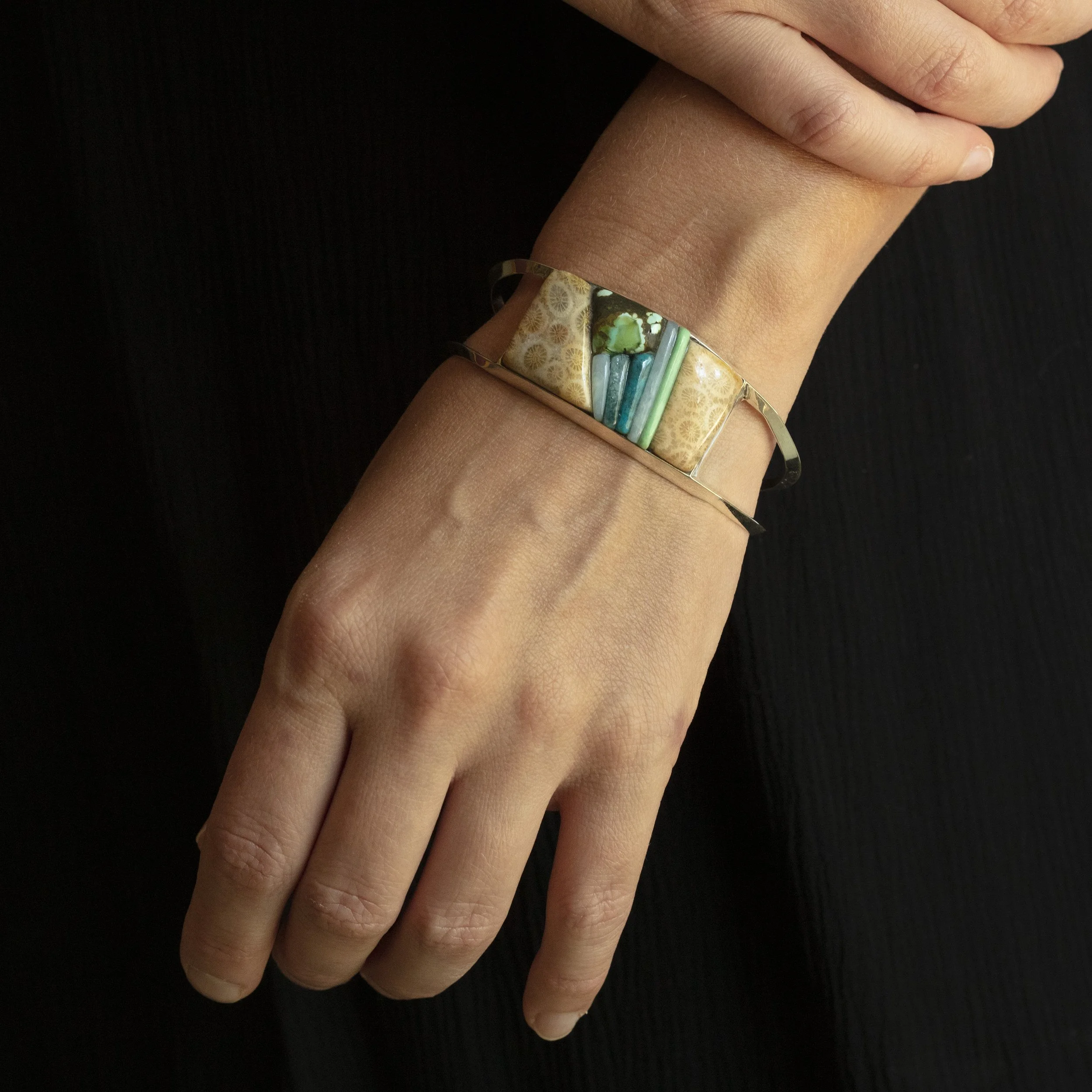 Deep Stretch Inlay Cuff Bracelet — Caitlin Albritton Jewelry