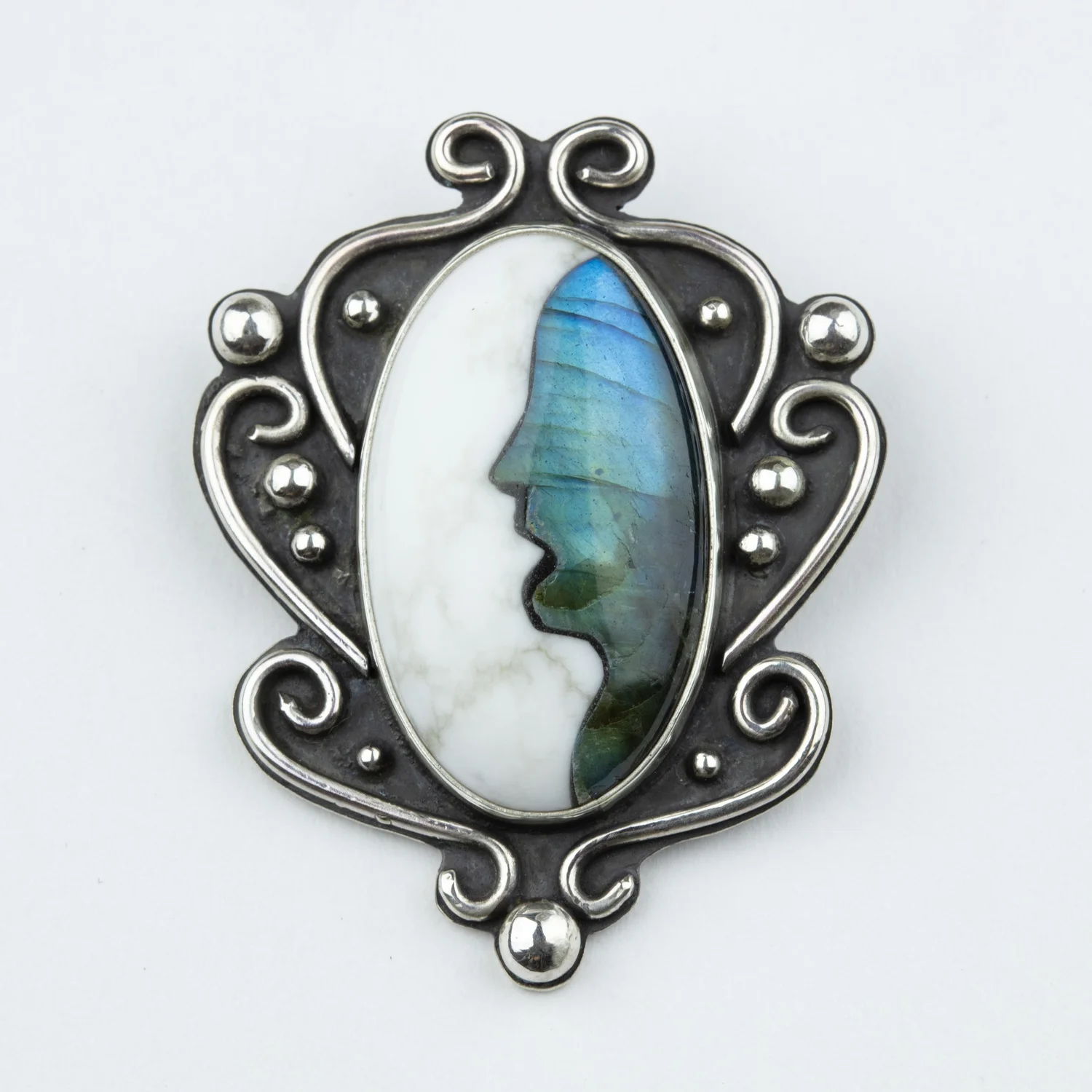 Labradorite + Howlite Cameo Necklace — Caitlin Albritton Jewelry