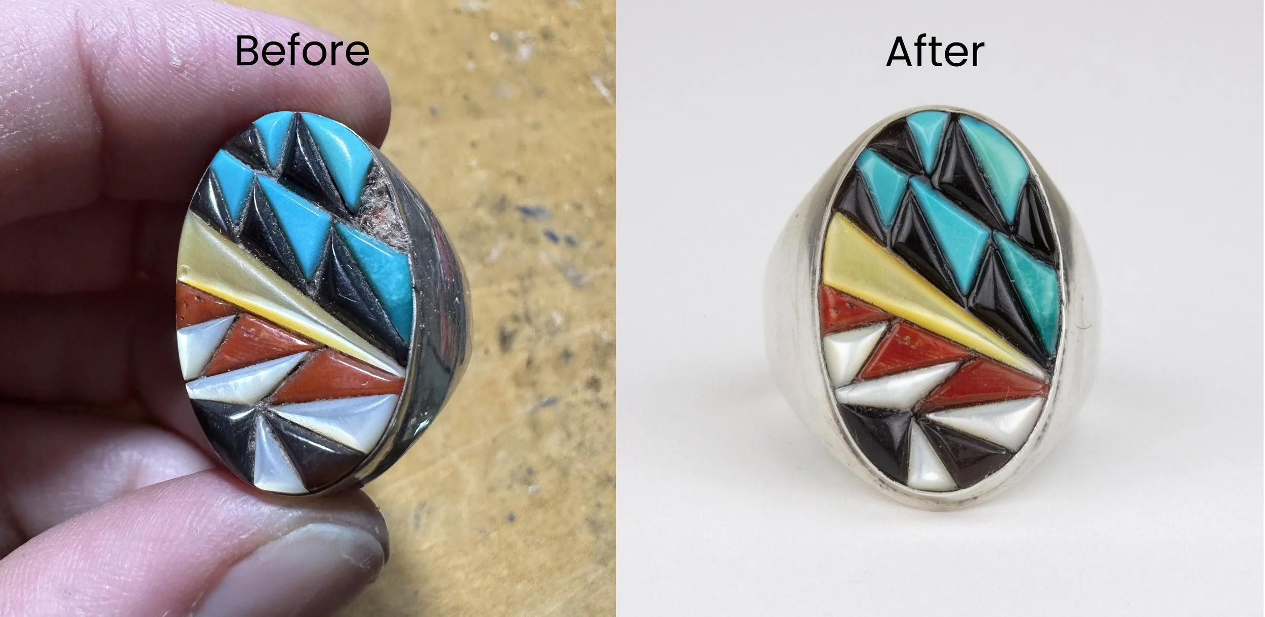 Native American Inlay Ring Repair — Caitlin Albritton Jewelry