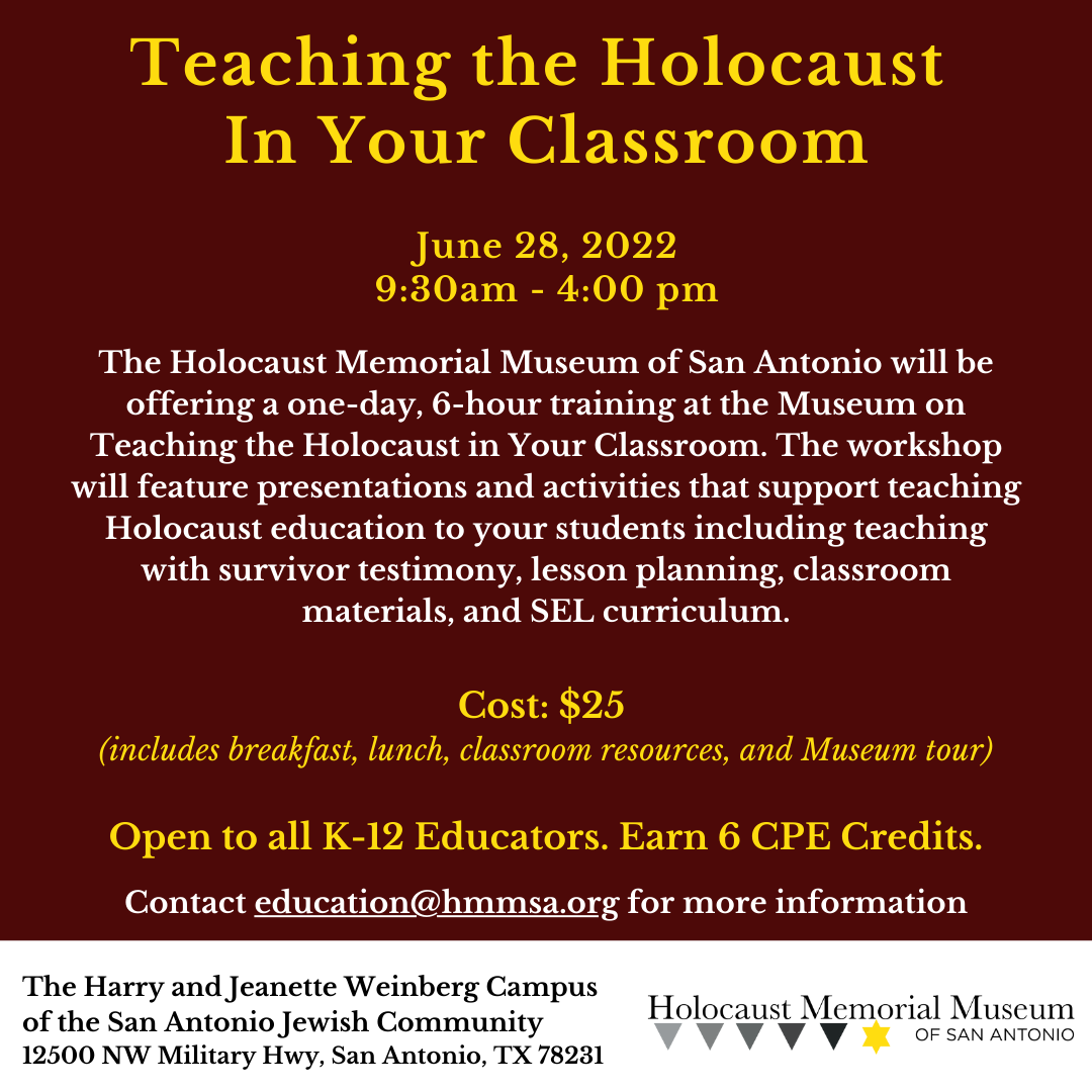 All Events — The Holocaust Memorial Museum of San Antonio