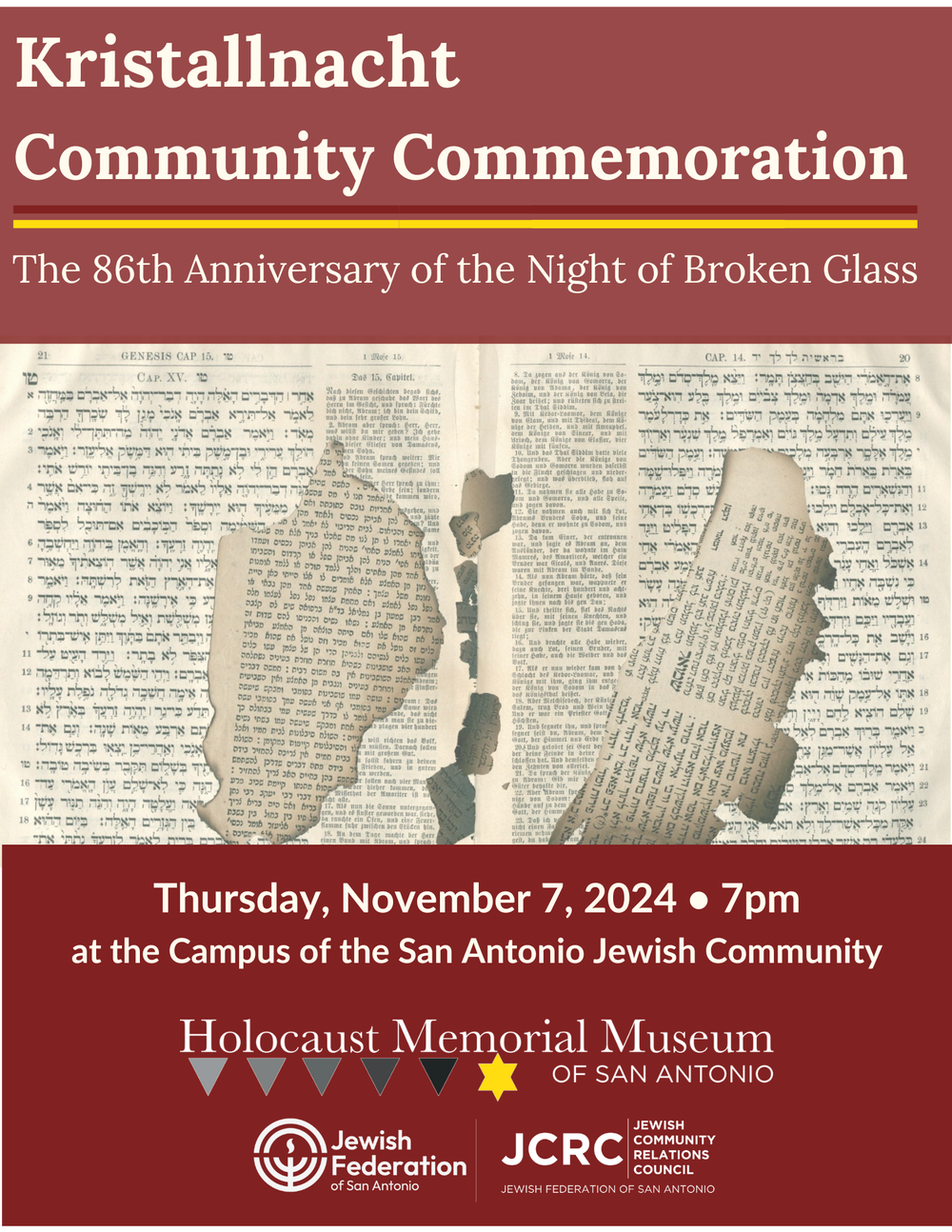 Kristallnacht Community Commemoration: Never to be Forgotten — The ...