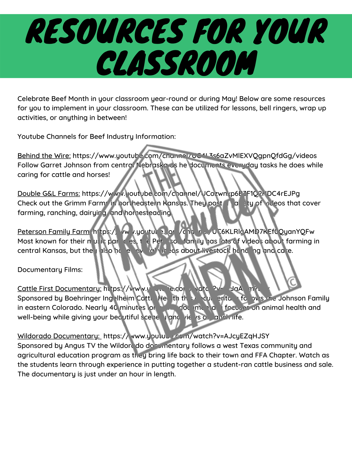 FFA Scavenger Hunt — The Resource Barn
