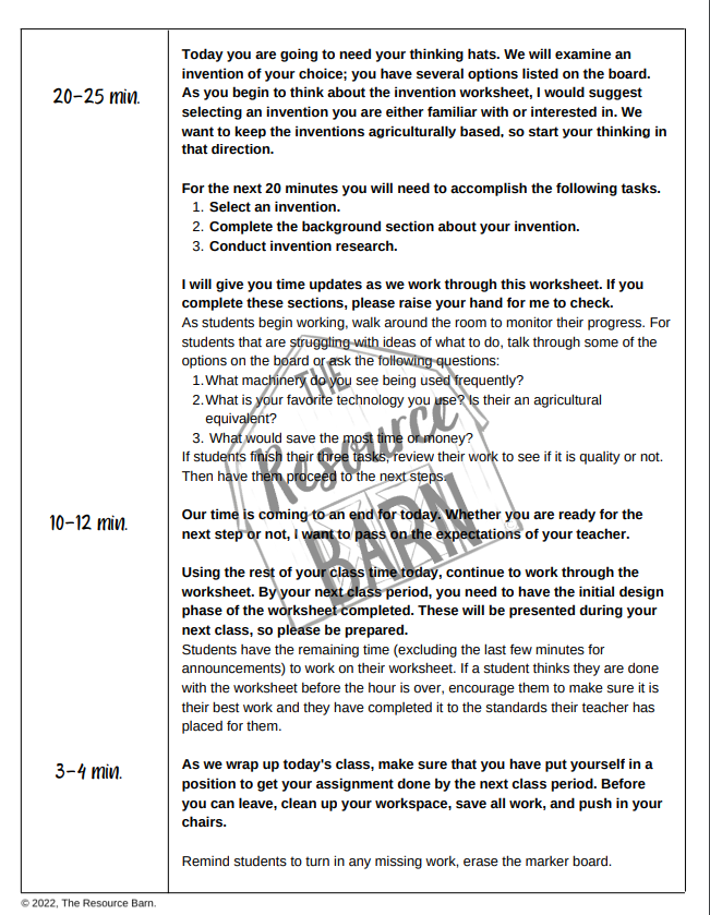 Agricultural Mechanics Sub Plans — The Resource Barn