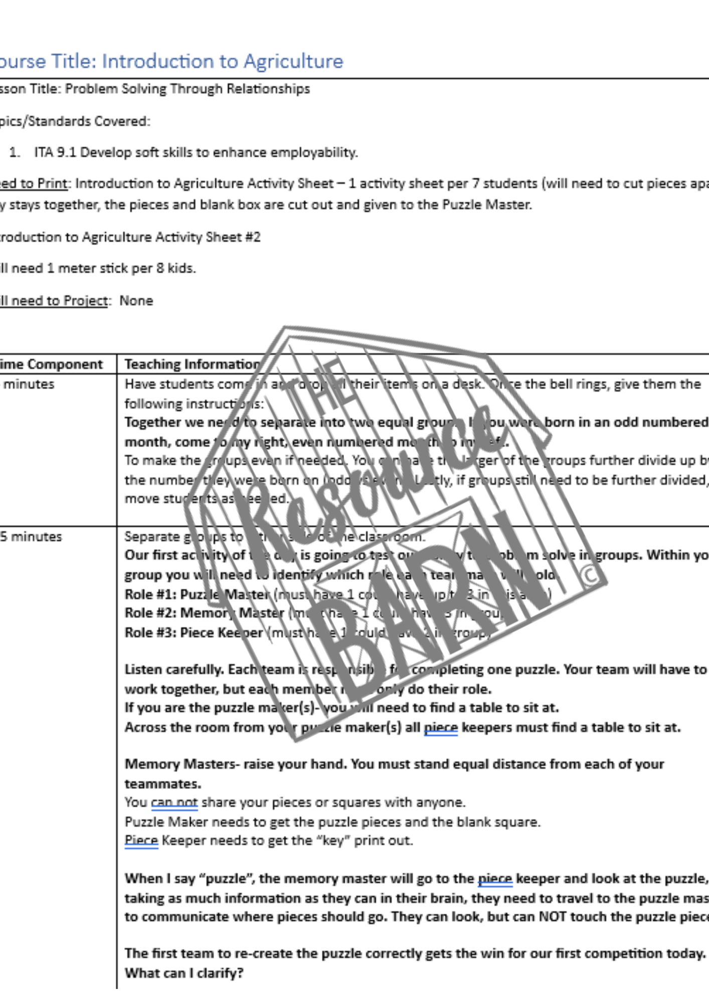 FFA Scavenger Hunt — The Resource Barn