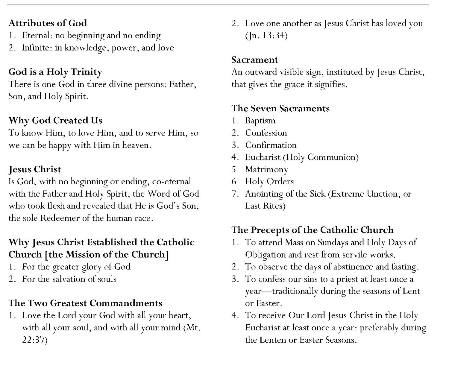 Catholic Basics — Holy Redeemer Catholic Parish