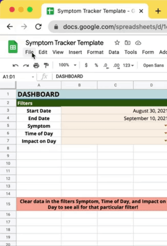 Symptom Tracker (Google Form + Google Sheets) — Wingspan Health