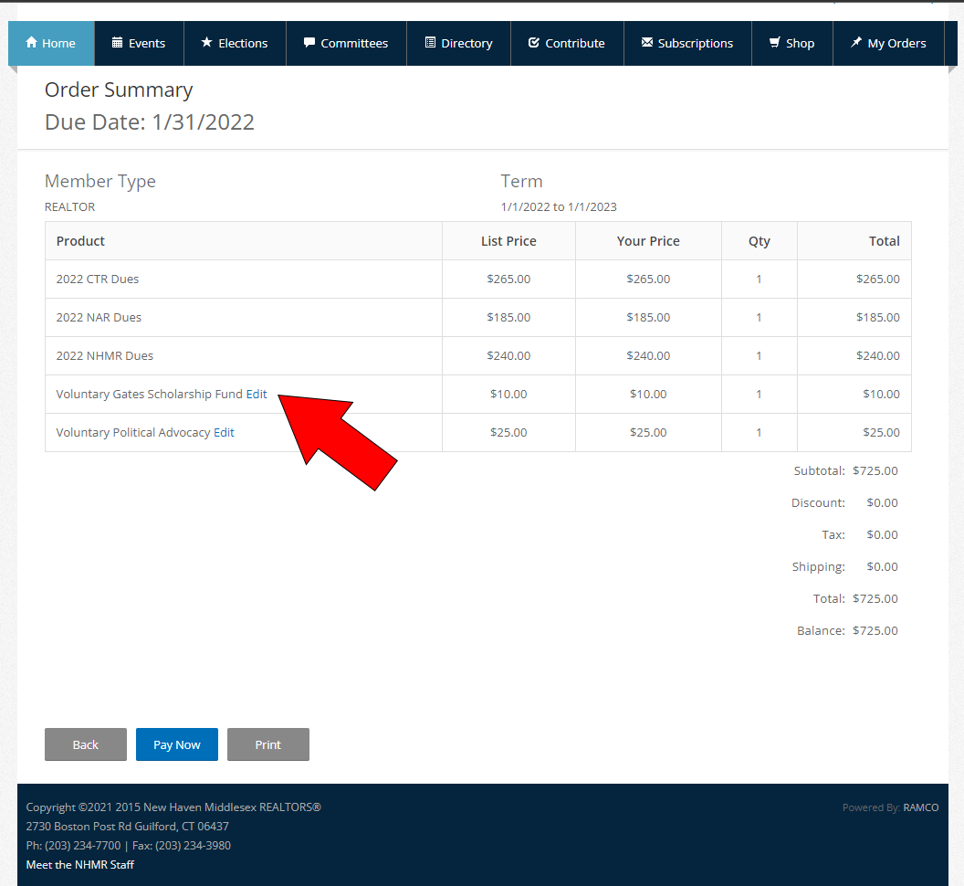 Dues Payment Instructions — New Haven Middlesex Realtors