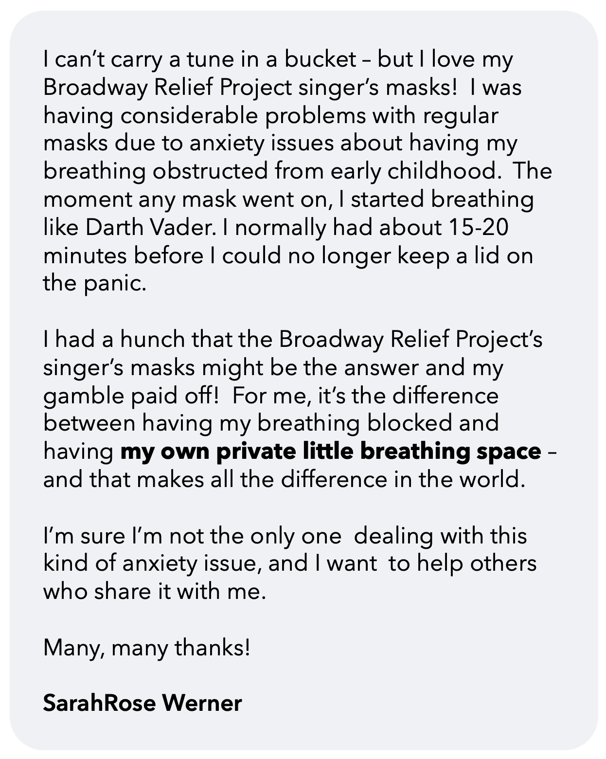 The Singer's Mask — Broadway Relief Project