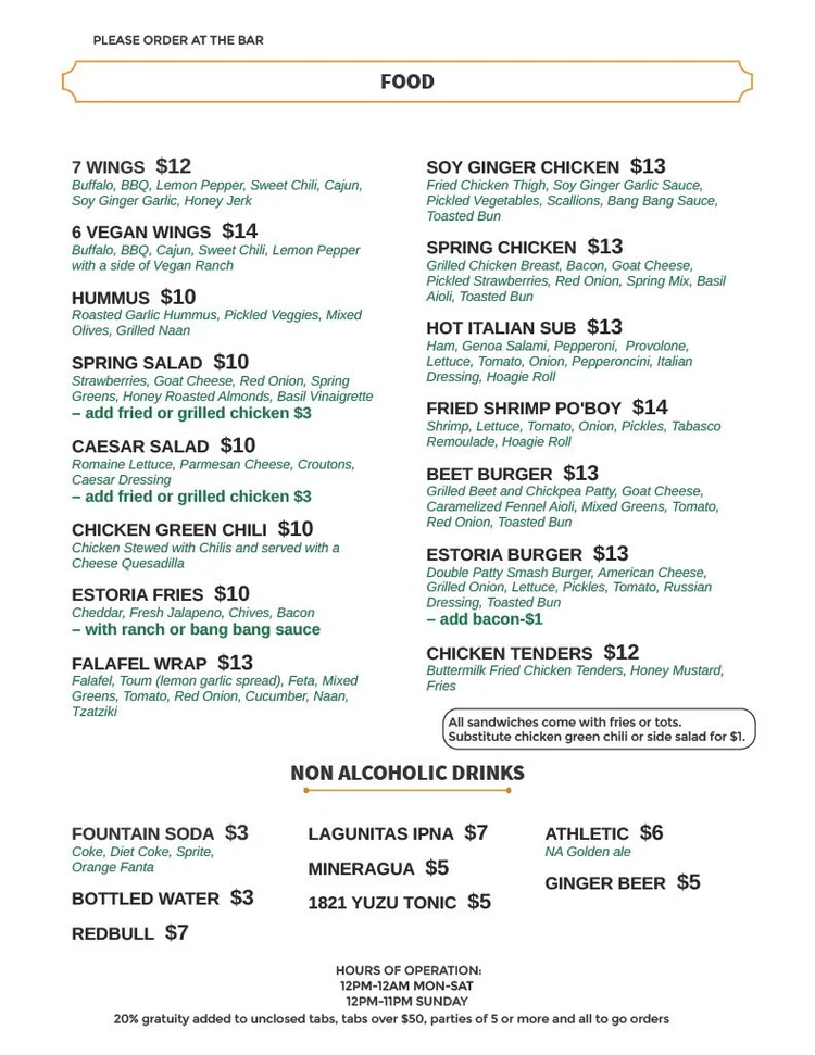 Menu — 97 ESTORIA