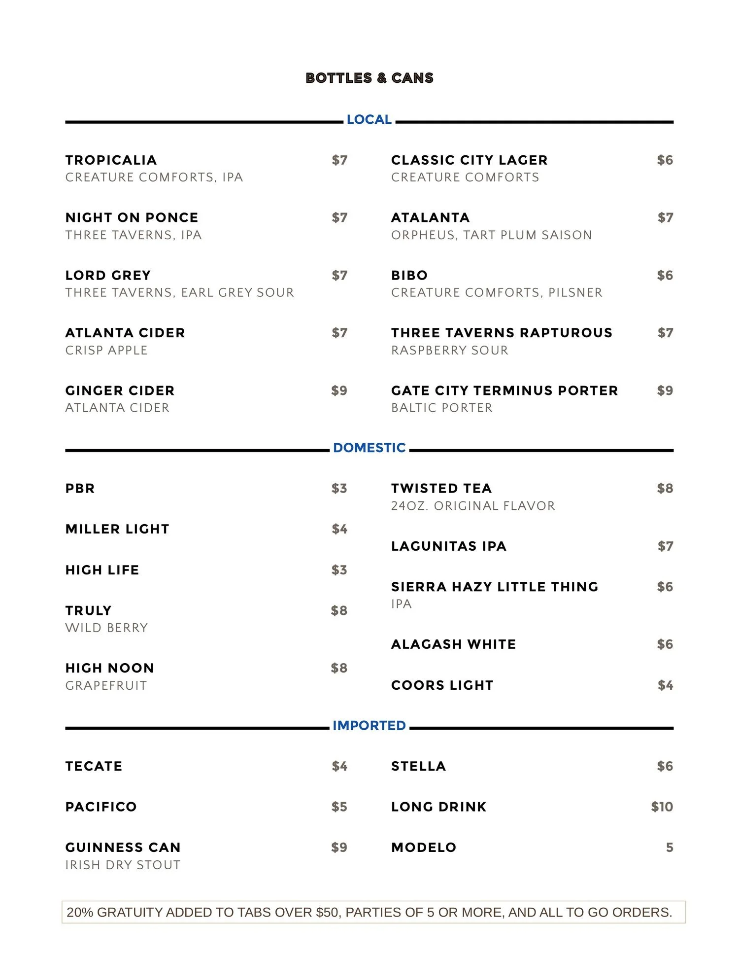 Menu — 97 ESTORIA