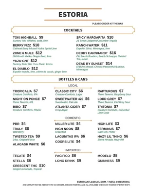 Menu — 97 ESTORIA