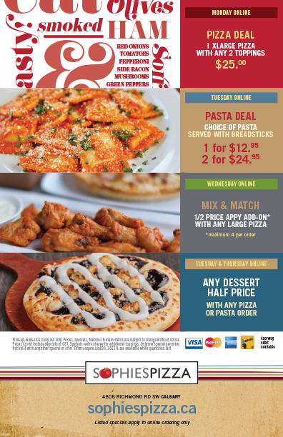 Calgary Greek Pizzeria | Sophies Pizza Calgary