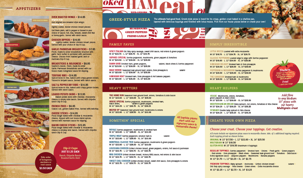 MENU — Calgary Greek Pizzeria | Sophies Pizza Calgary