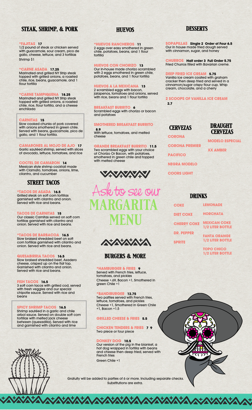 Menu — Bandido's Mexican Restaurant