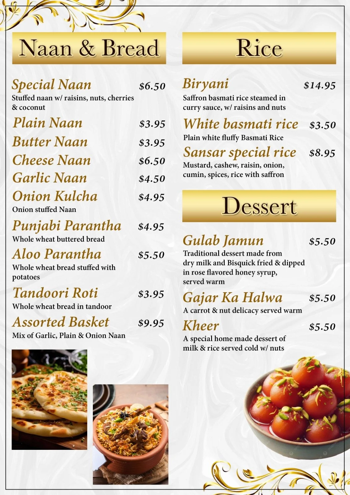 Menu — Sansar Indian Cuisine