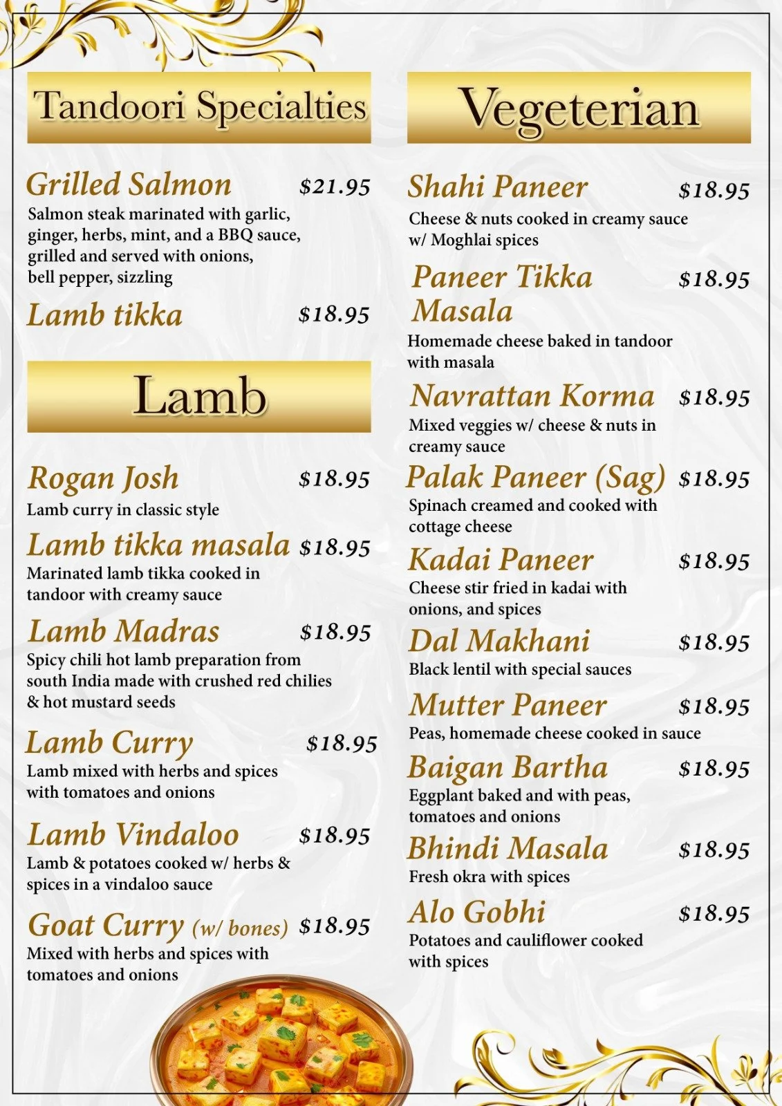 Menu — Sansar Indian Cuisine