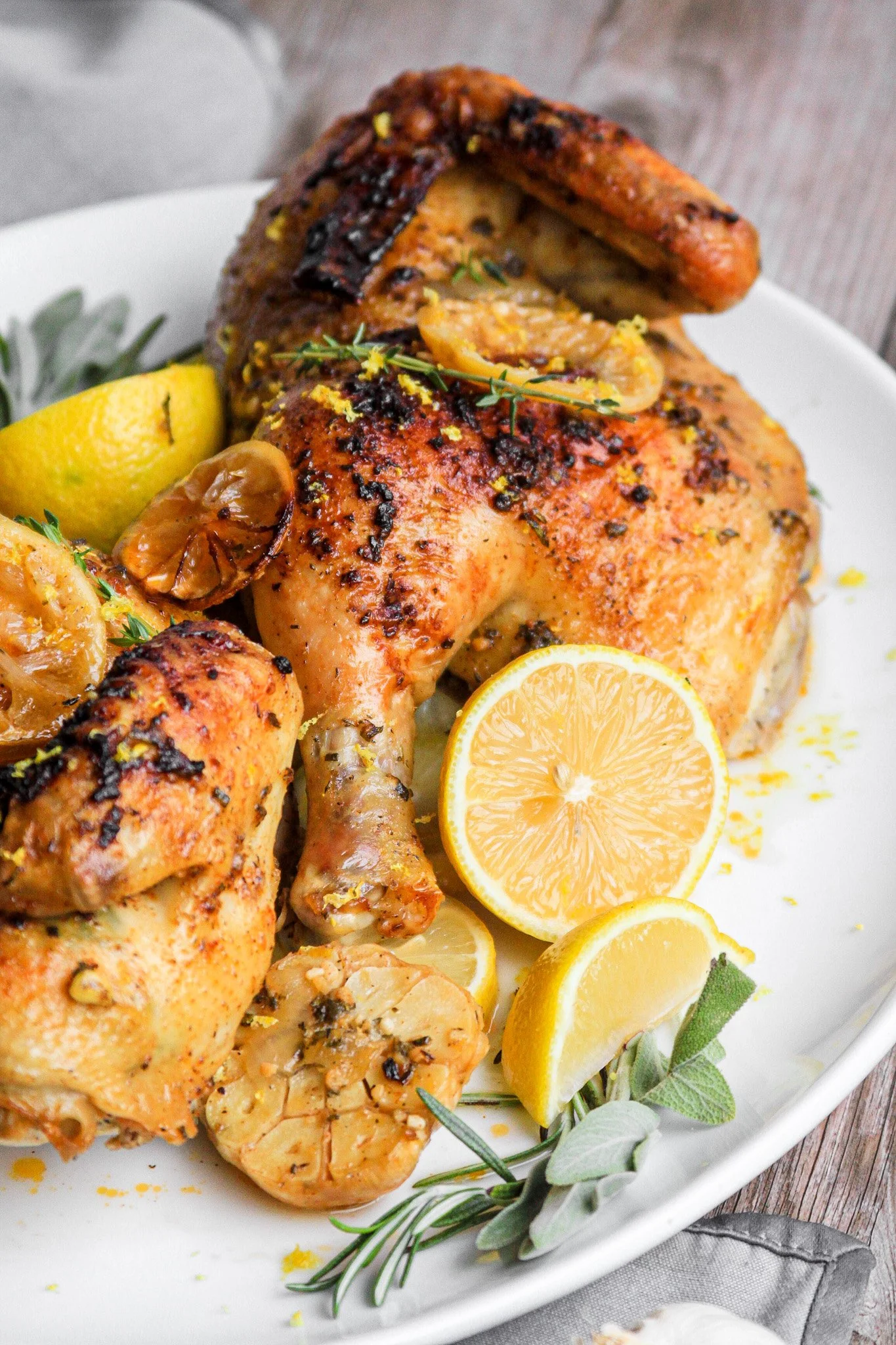 EASY Roasted Garlic Butter Half Chicken Recipe — Be Greedy Eats | Where ...