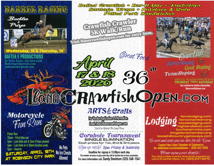 Llano Crawfish Open April 17 & 18, 2026 at Robinson Park — Untitled