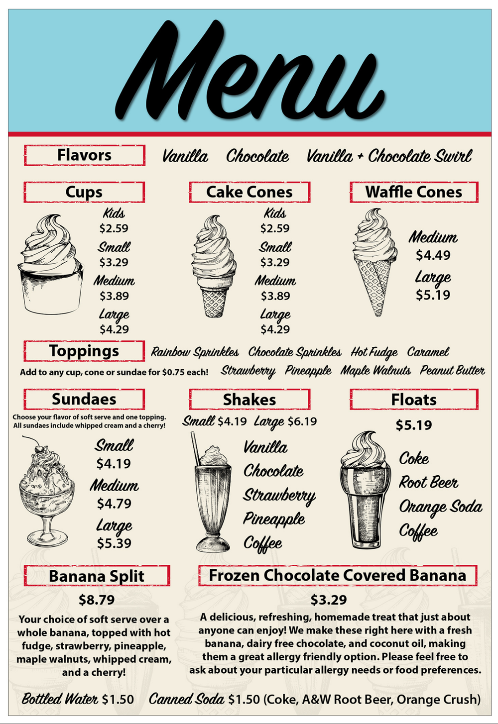 MENU — Gibson's Soft Serve