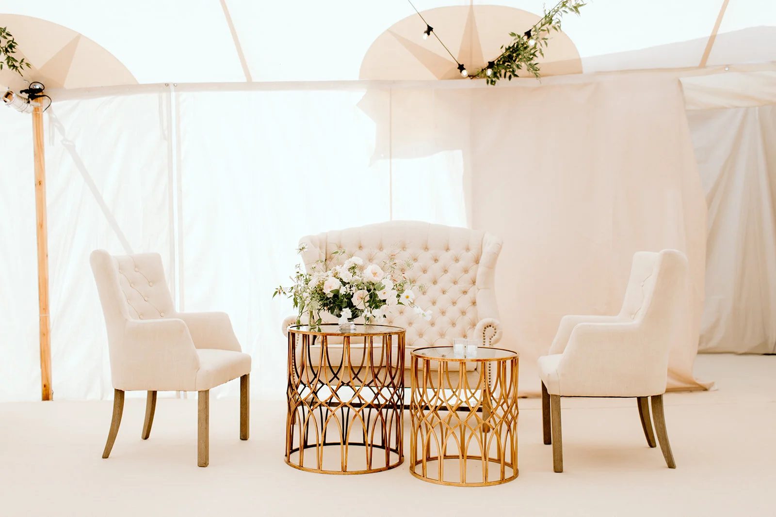 Beau Gold Weave Table Set — Coffee Table Hire