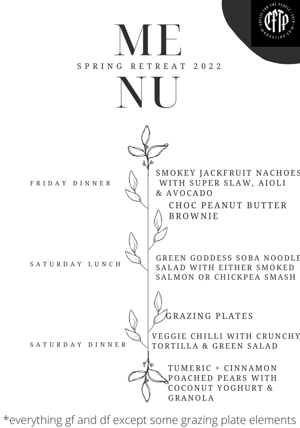 spring retreat menu — Kirsty Saunders
