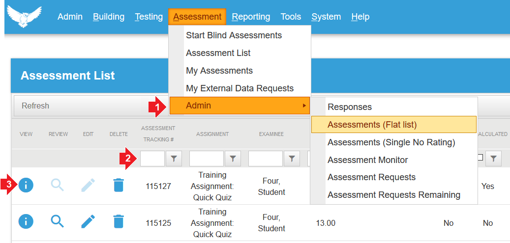 OWL Assessments Menu Help | Publish, Responses, Blind Rating, Proctor ...