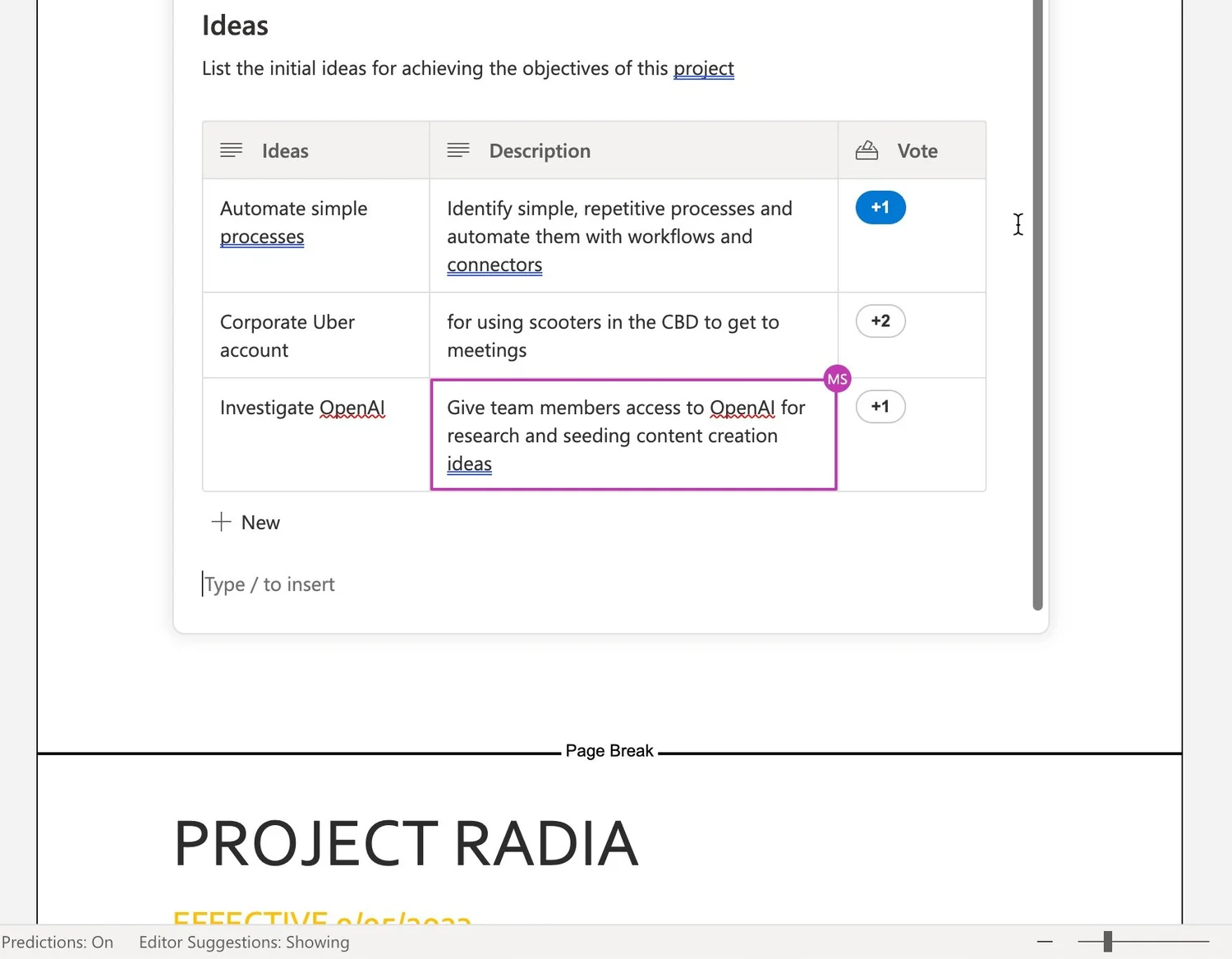 Microsoft Loop components in Word Online and Microsoft Whiteboard ...
