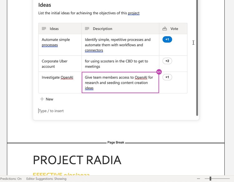 Microsoft Loop components in Word Online and Microsoft Whiteboard ...